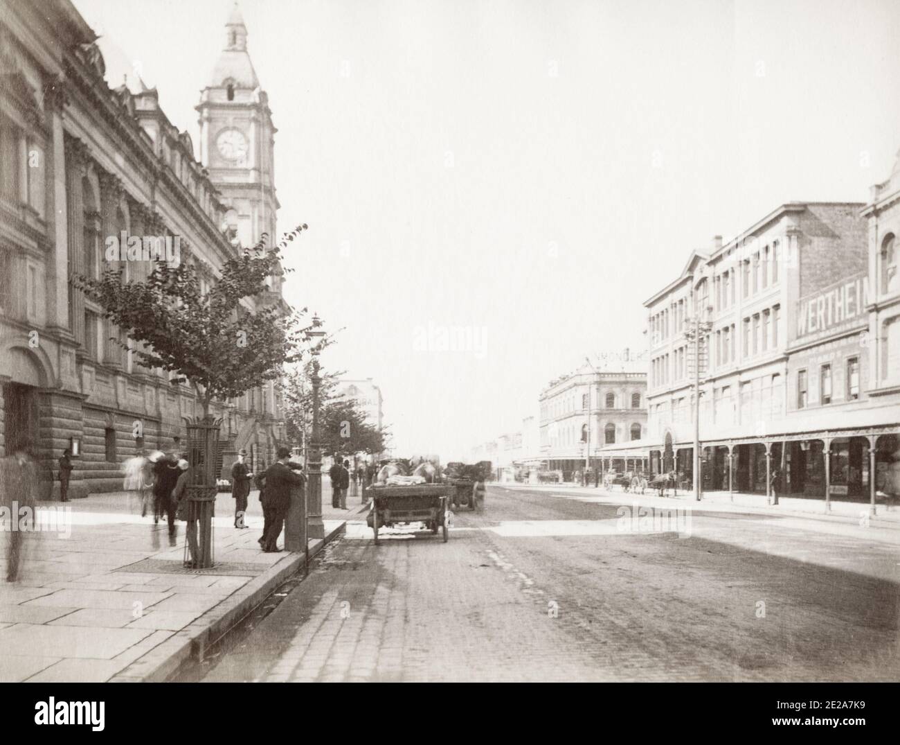 Vintage 19th century photograph: city centre view, believed to be ...