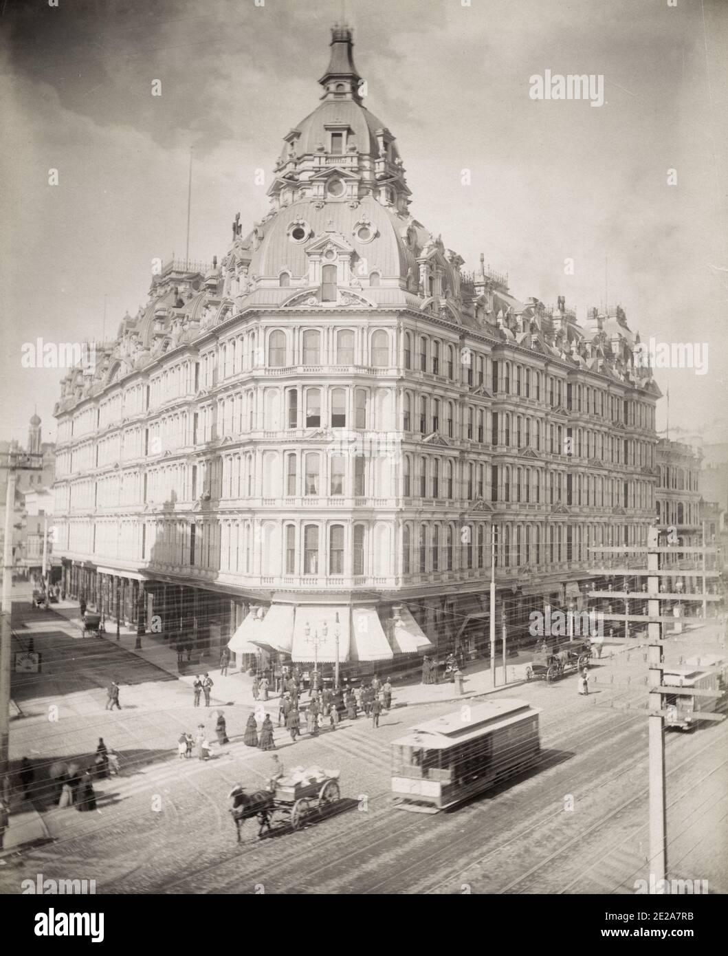 Vintage 19th century photograph: Baldwin Hotel and street scene with ...