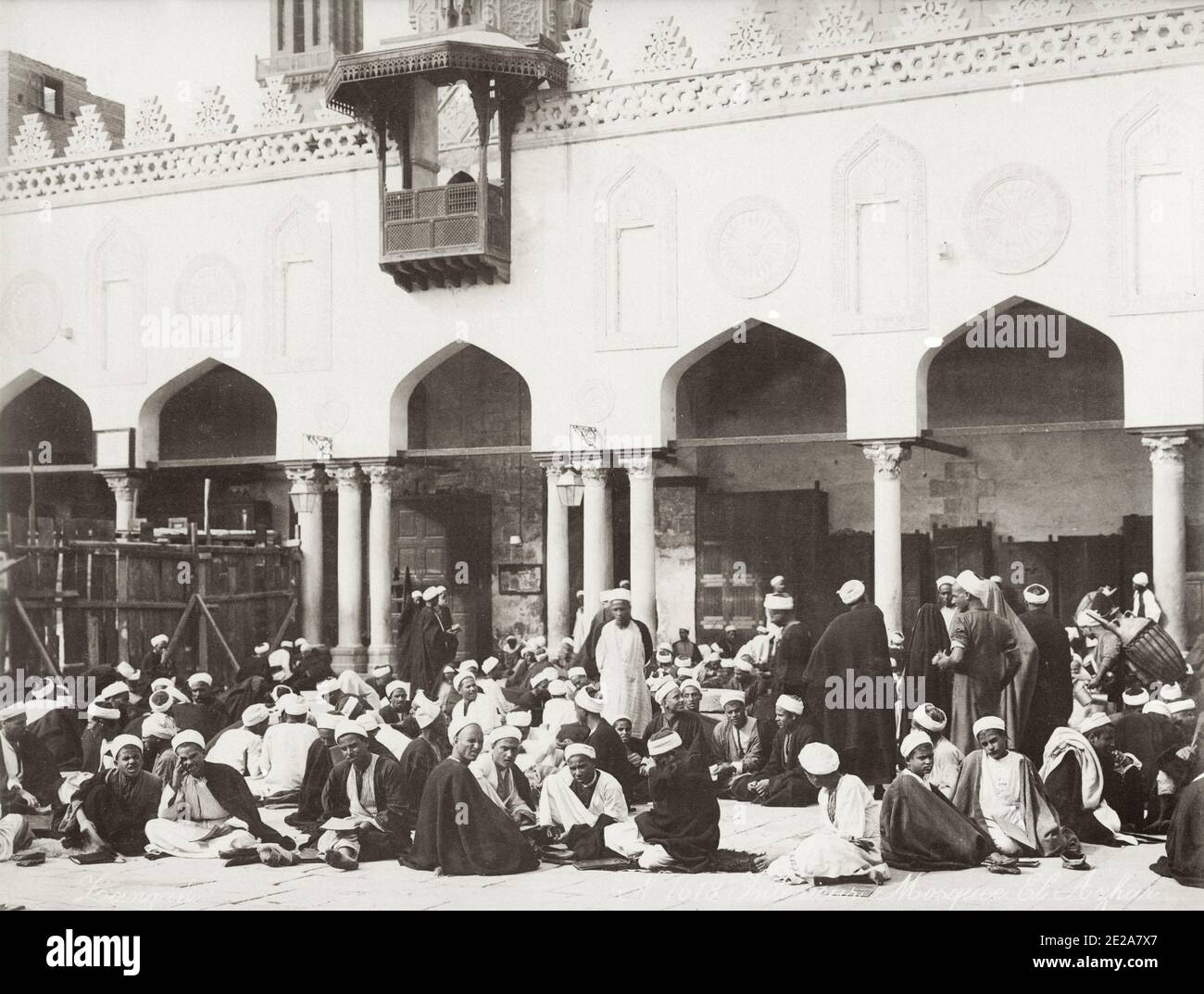 Vintage 19th century photograph: Al-Azhar Mosque, known simply in Egypt ...