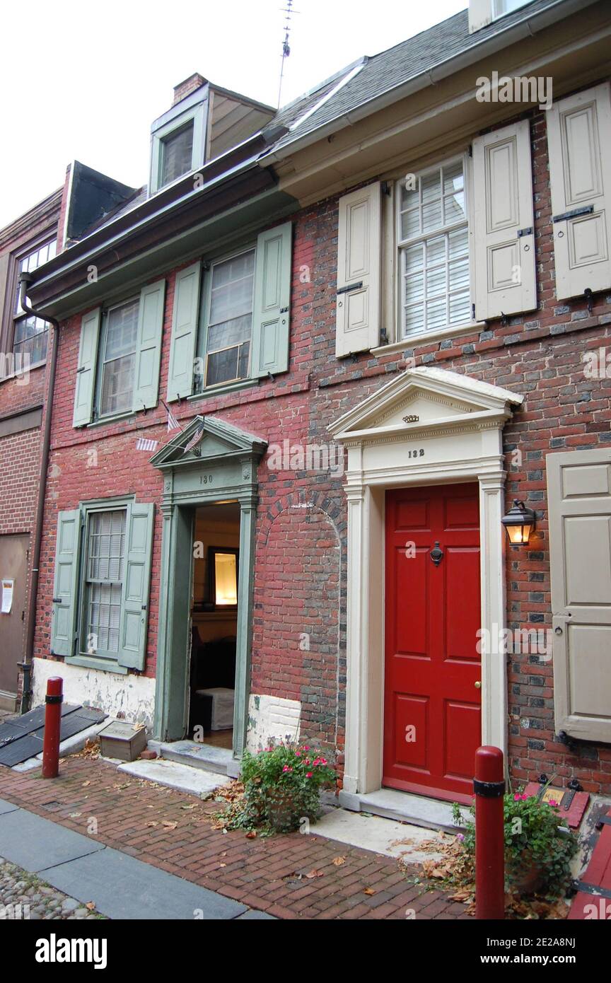 Philadelphia United States of America old Georgian style houses step ...