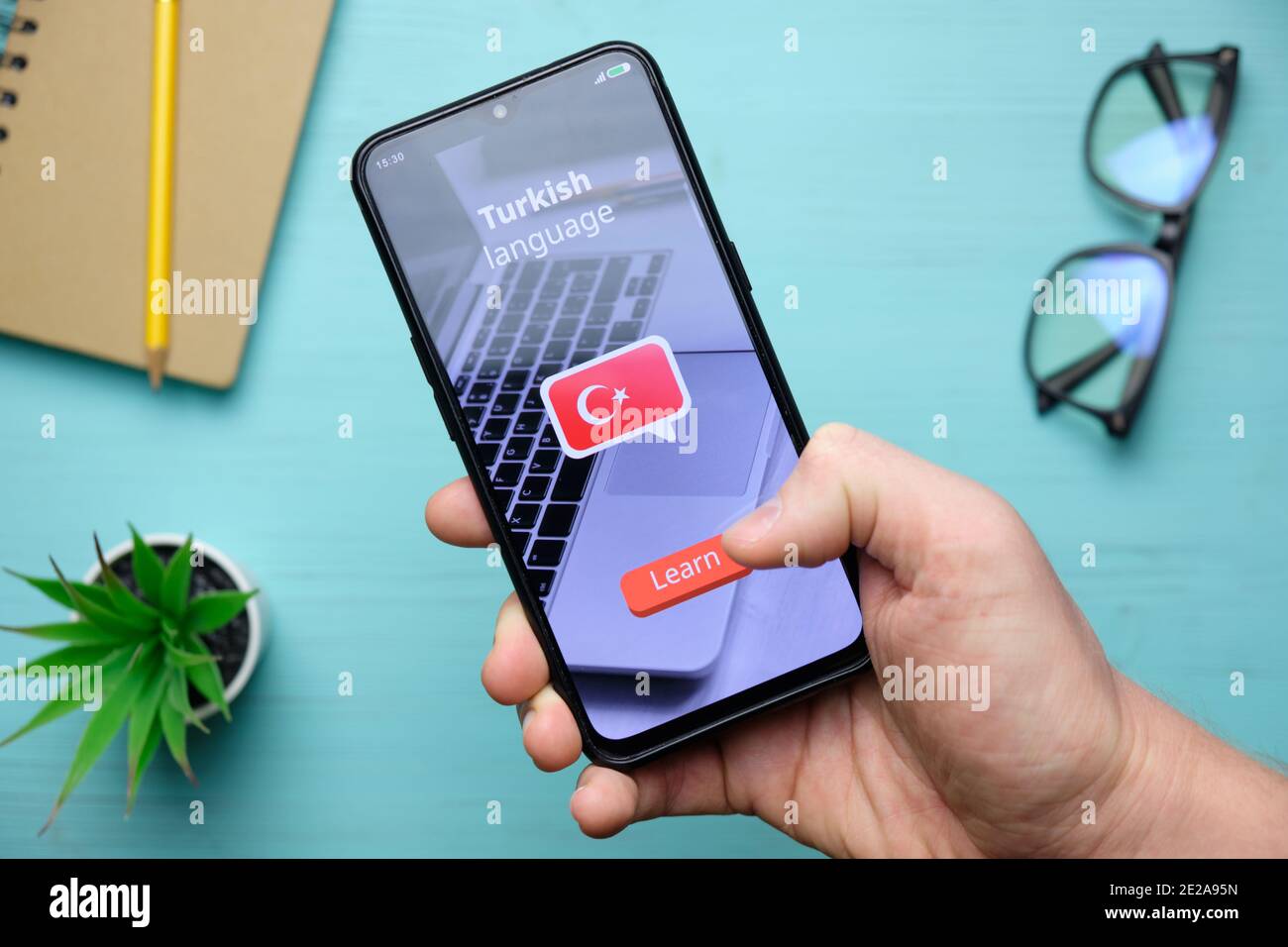 Concept of online learning a turkish language Stock Photo - Alamy