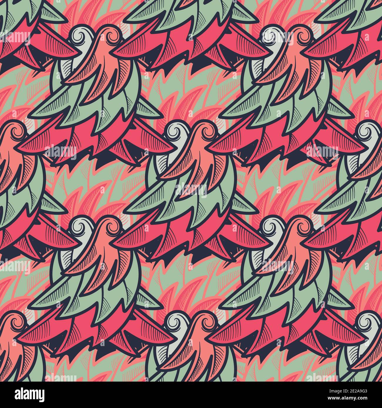 Vintage seamless psychedelic pattern with hand-drawn wings feathers ...