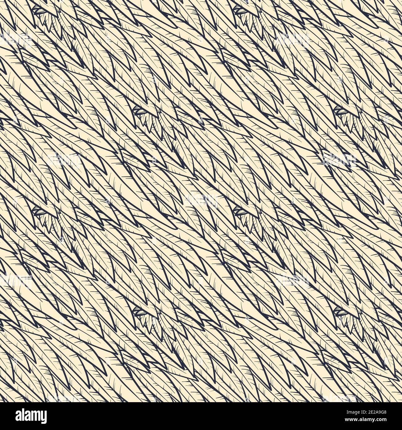 Vintage seamless pattern with hand-drawn wings feathers. doodle ...