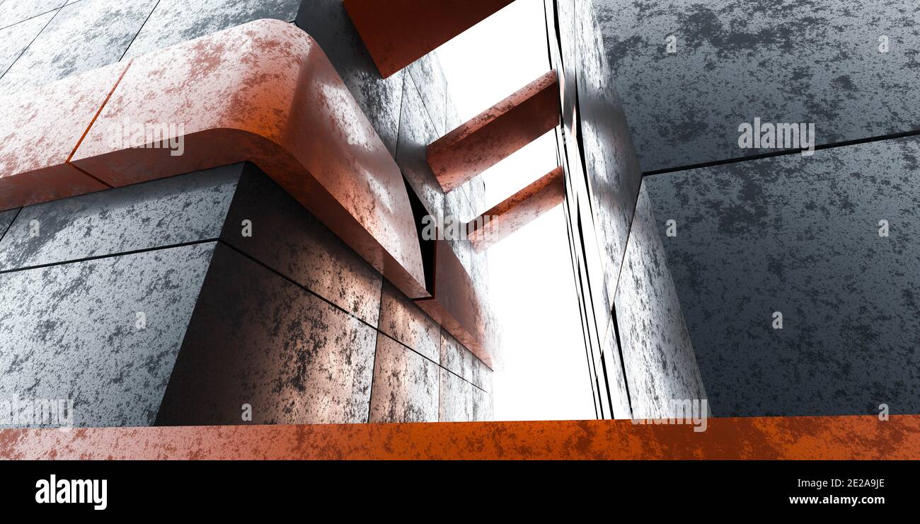 an abstract modern building architecture 3d render illustration Stock ...