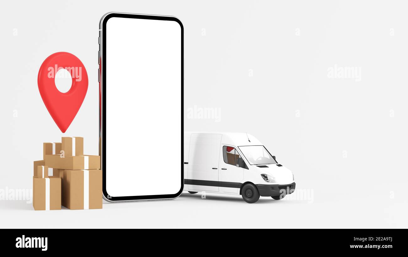 Delivery mobile concept 3d rendering Stock Photo - Alamy