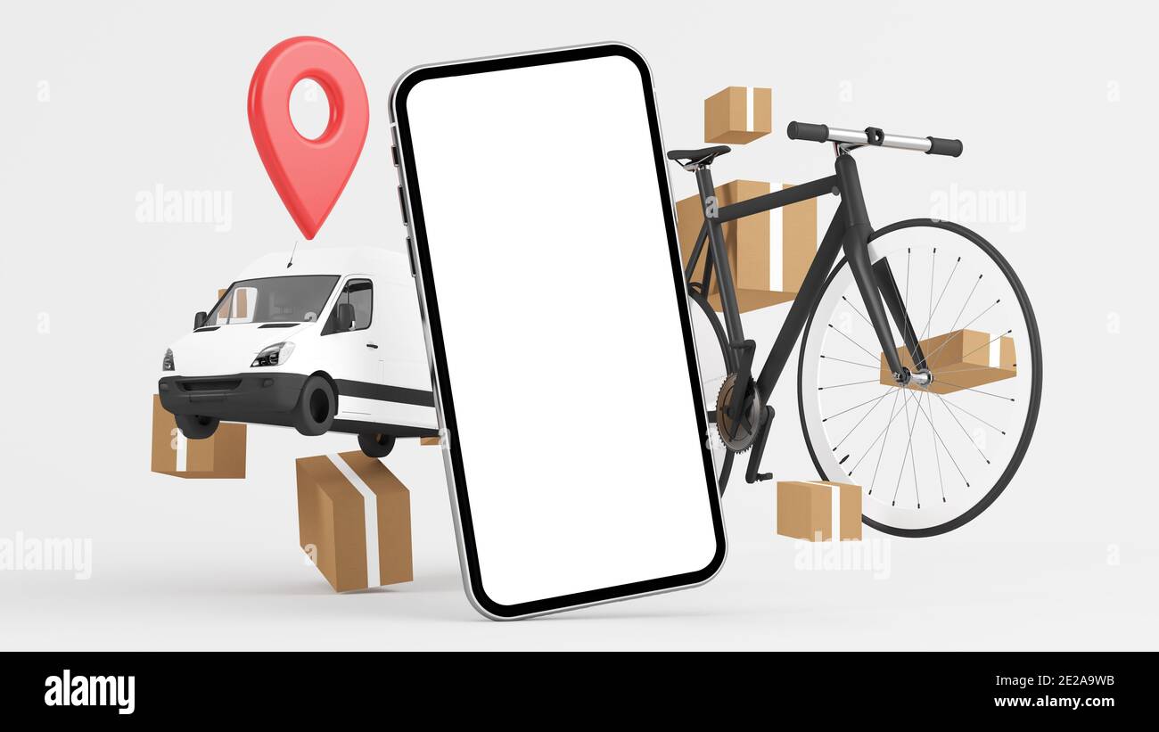 Delivery app concept mock up 3d rendering Stock Photo - Alamy