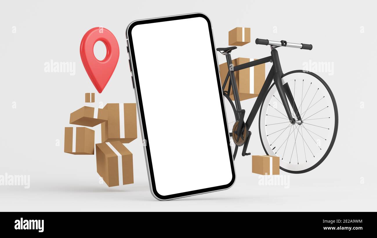 Delivery app mock up 3d rendering Stock Photo - Alamy
