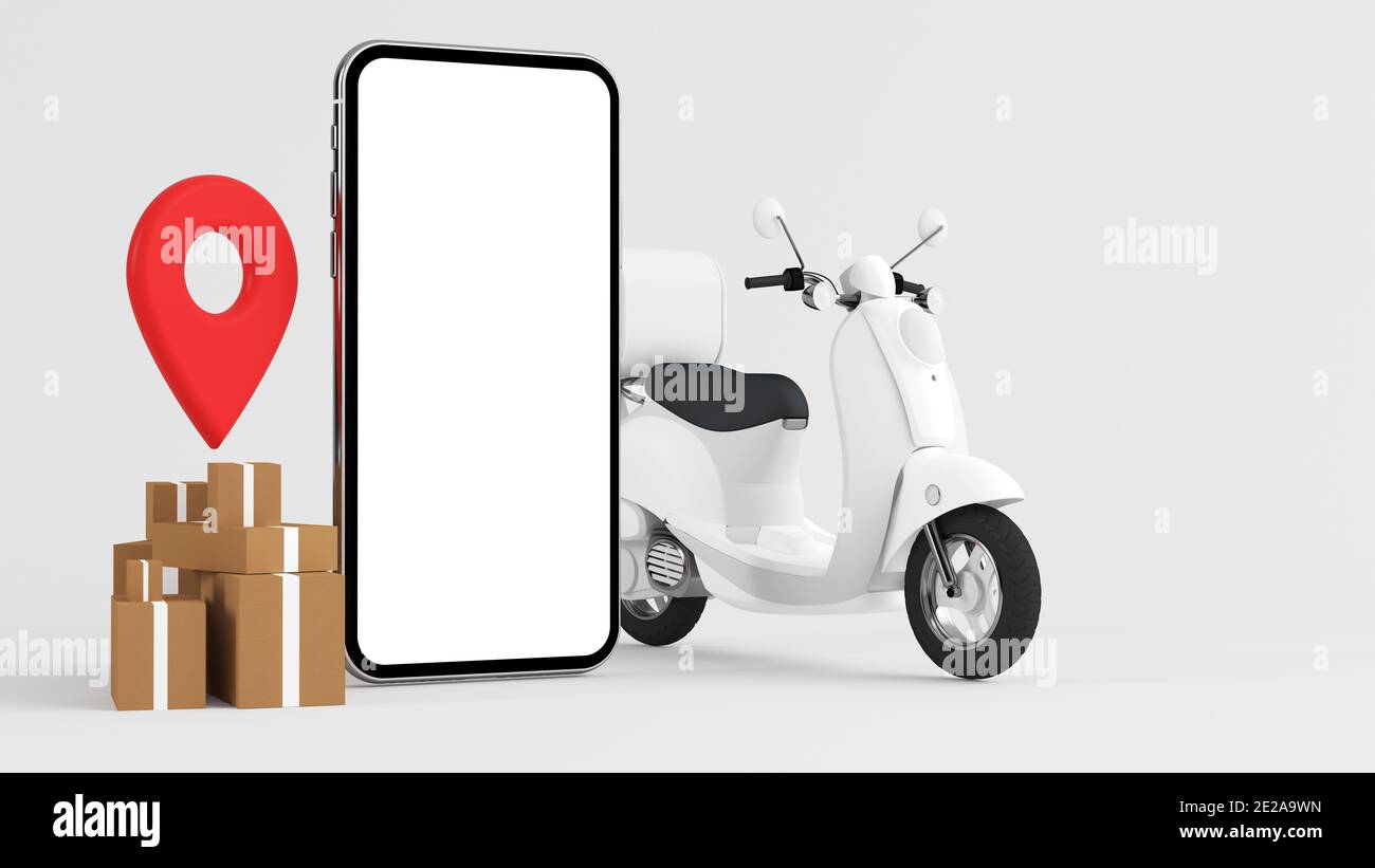 Online order delivery concept mock up 3d rendering Stock Photo - Alamy