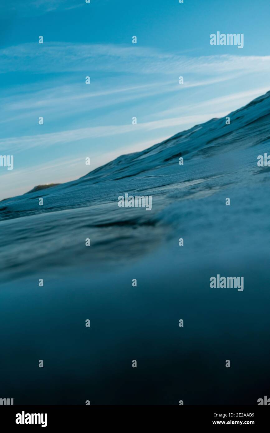 Breaking Waves and spray, white water and light reflecting on the ...