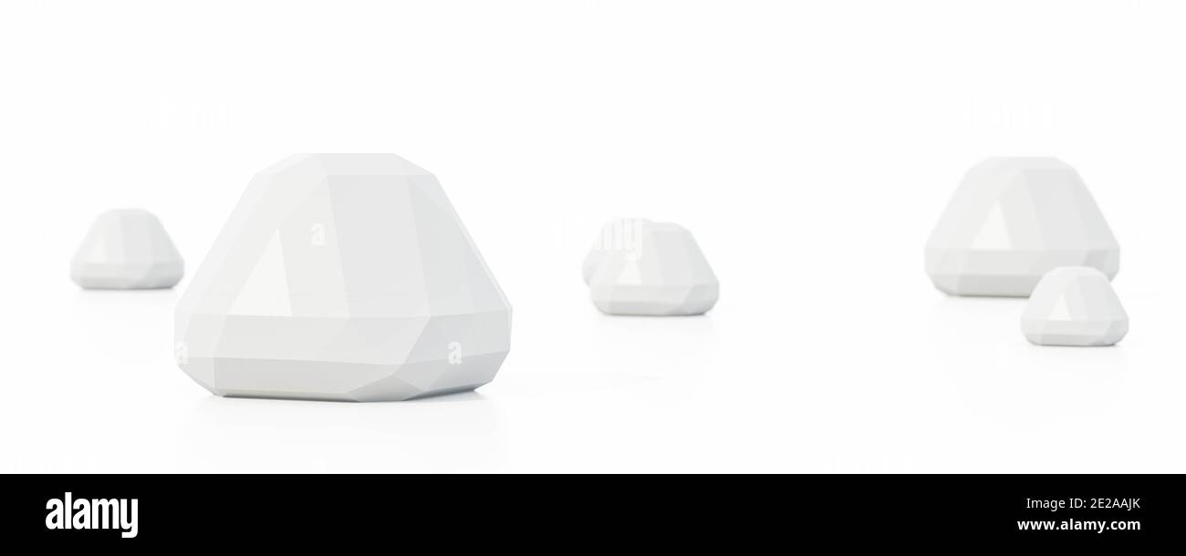 abstract white geometric shapes on white background 3d render ...