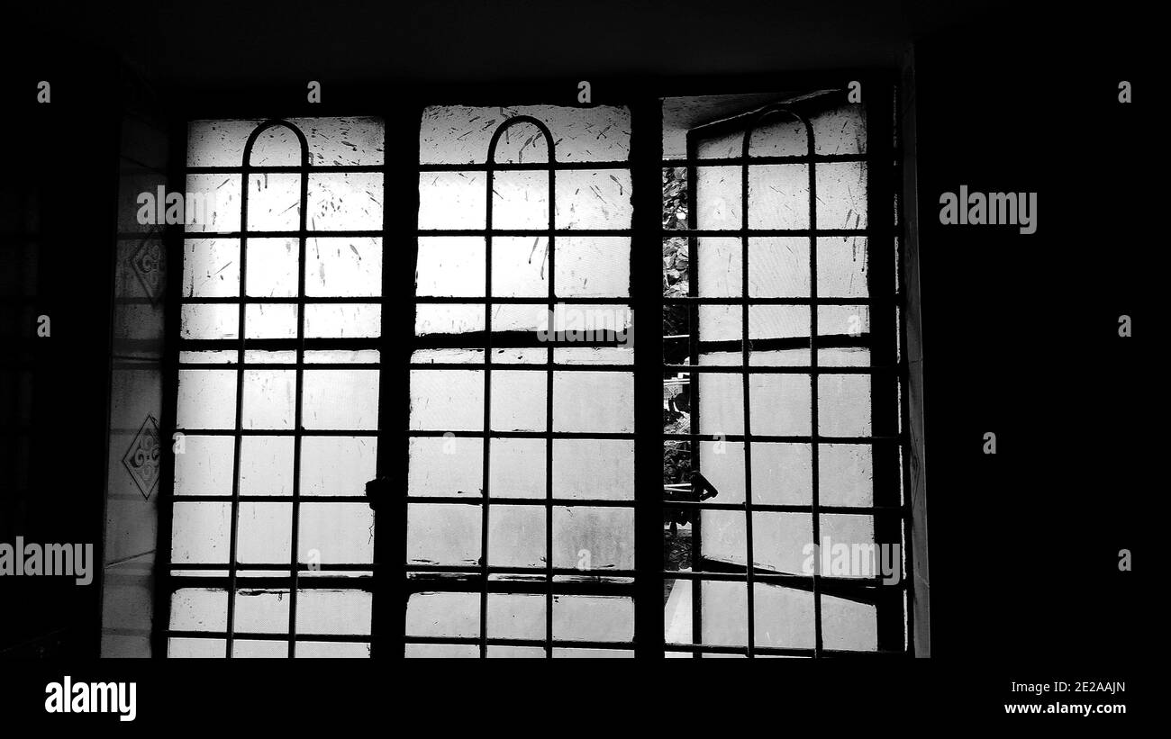 Old indian village house window Black and White Stock Photos & Images ...