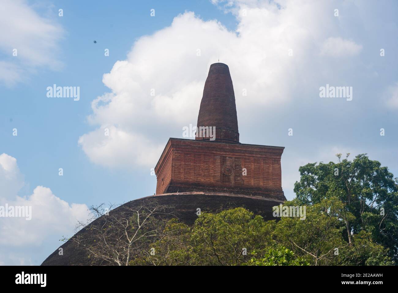 The top of Giant red brick stupa of Abayagiri Monastery. Anuradhapura ...