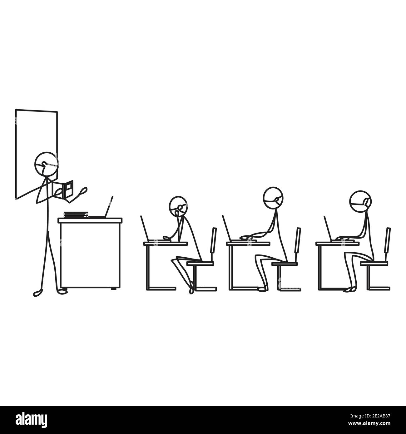 Illustration stickman kids in school Stock Vector Images - Alamy