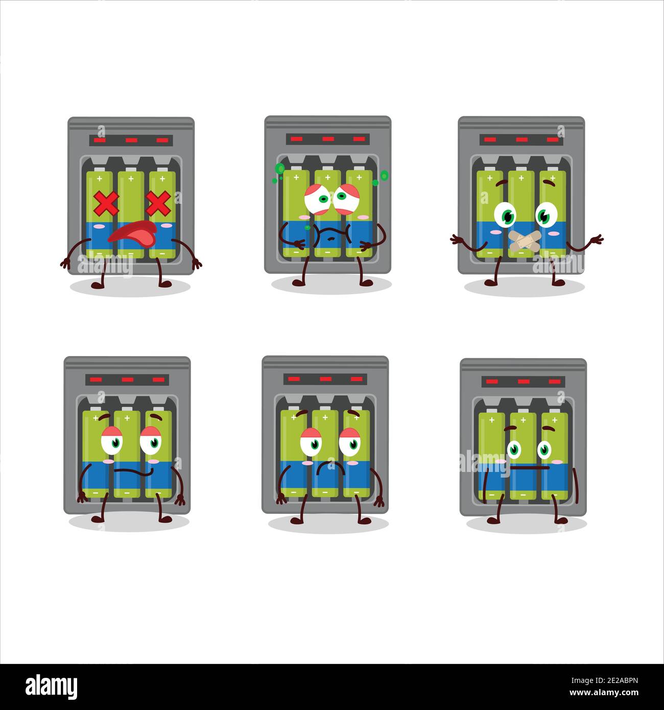 Electric battery charge cartoon character with nope expression. Vector ...