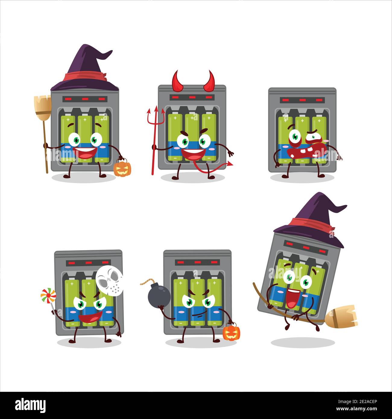 Halloween expression emoticons with cartoon character of electric ...