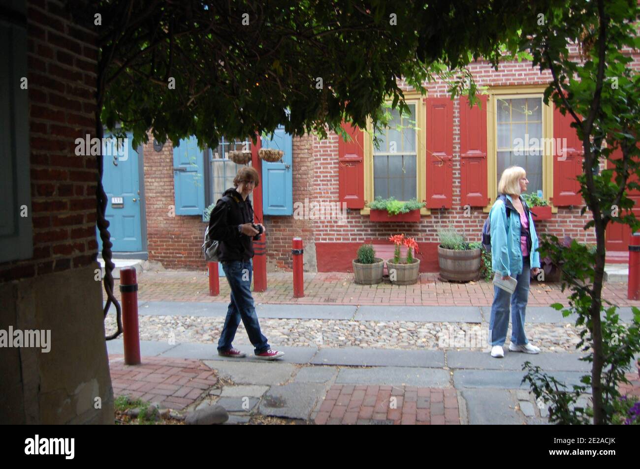 Philadelphia United States of America USA street alley alleyway pots ...