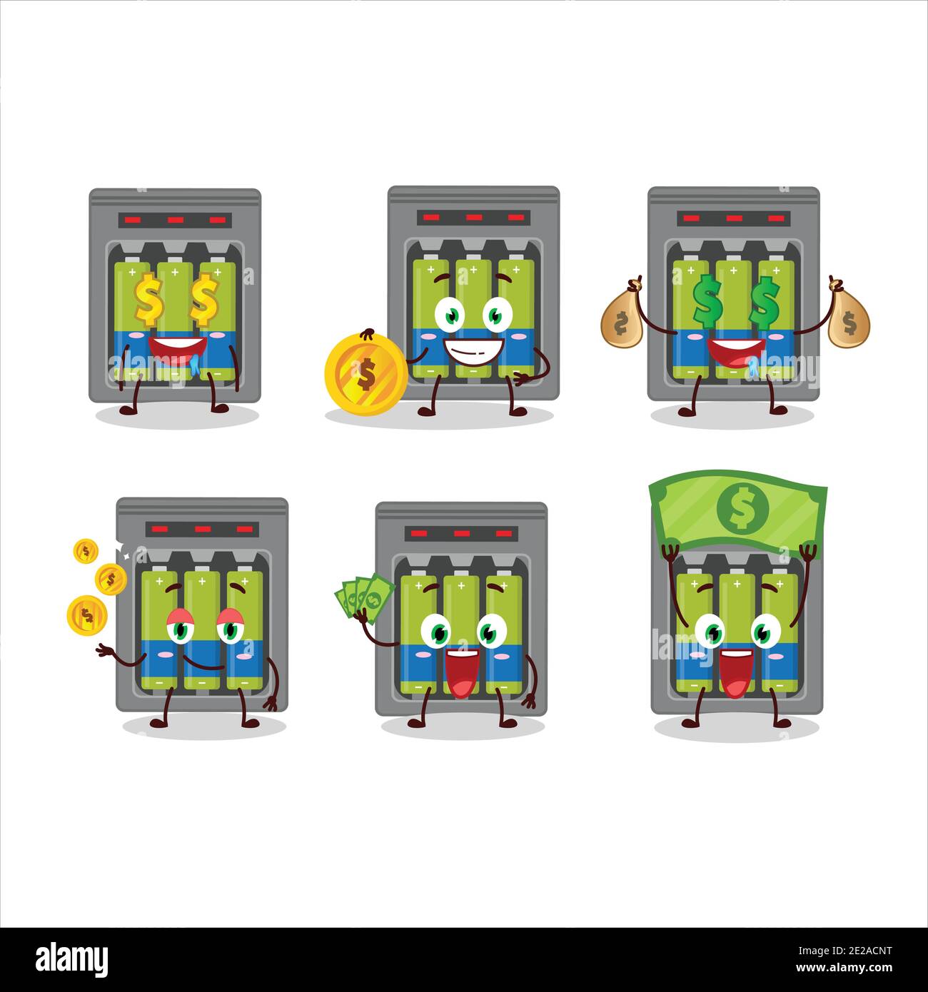 Electric battery charge cartoon character with cute emoticon bring ...