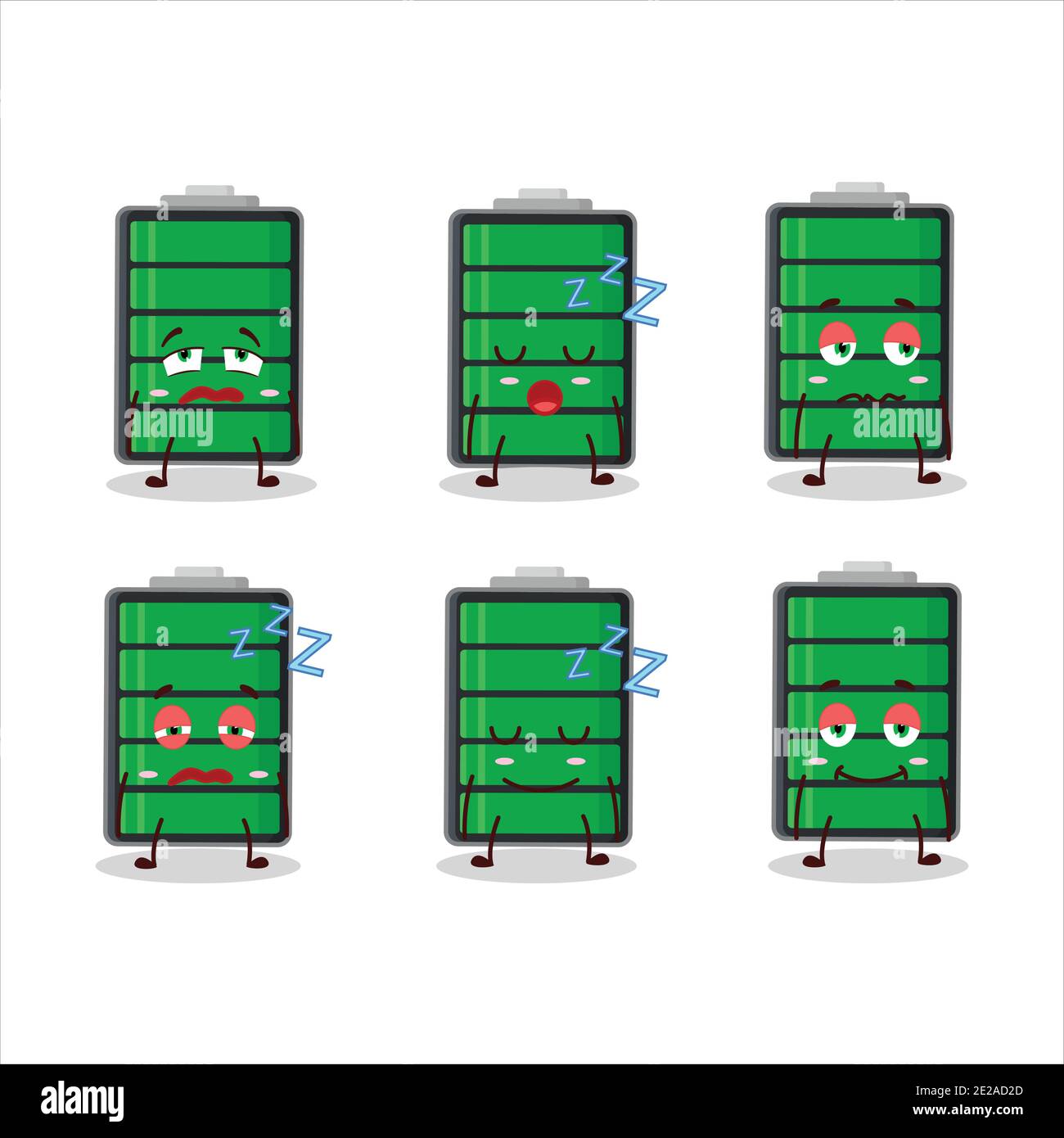 Cartoon character of fully charge battery with sleepy expression ...
