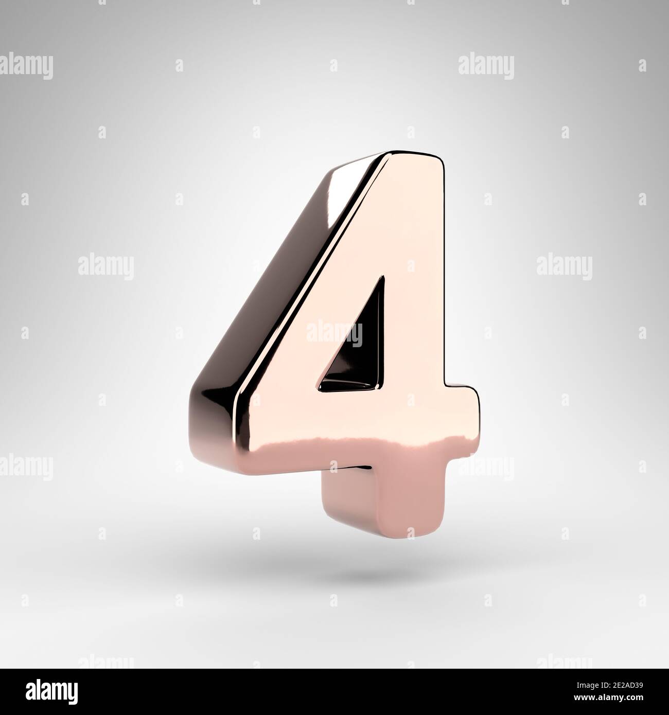 Number 4 on white background. Rose gold 3D rendered number with gloss ...