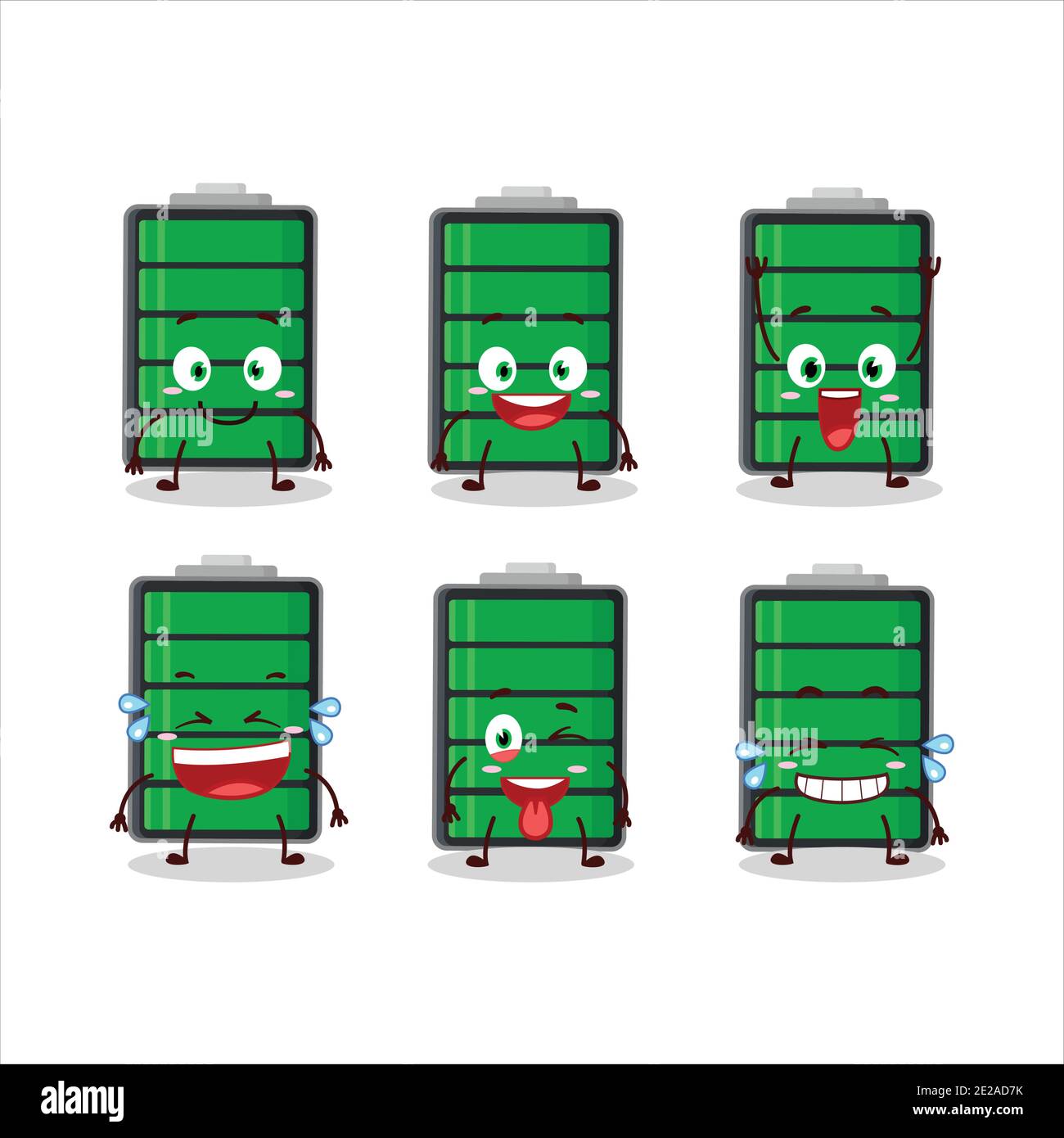 Cartoon character of fully charge battery with smile expression. Vector ...