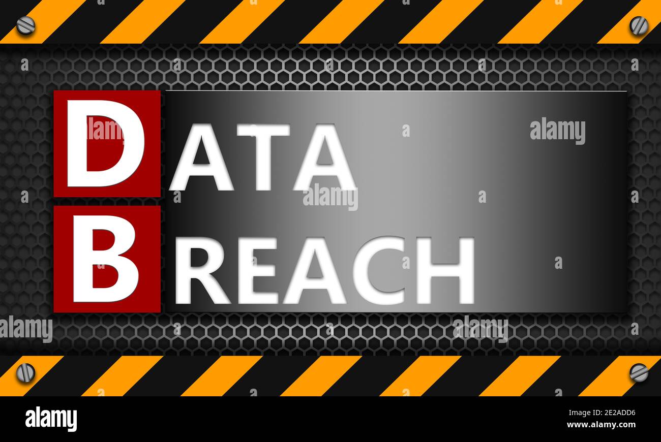 3D rendering with text 'data breach' on mesh hexagon background Stock Photo - Alamy