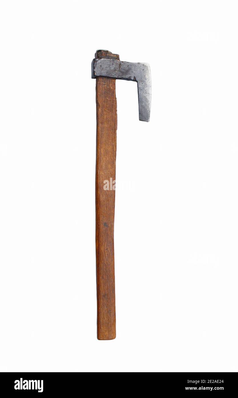 Small hand axe with wooden handle isolated on white background Stock ...