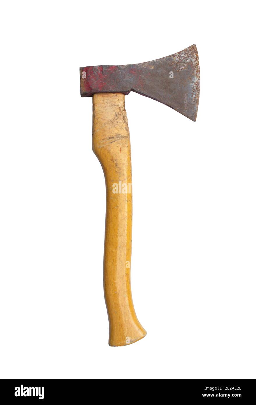 Small hand axe with wooden handle isolated on white background Stock ...
