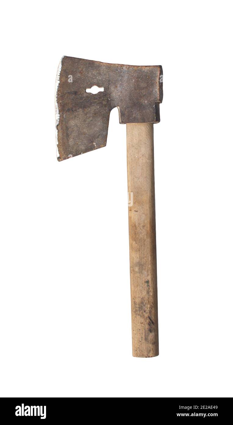 Small hand axe with wooden handle isolated on white background Stock ...
