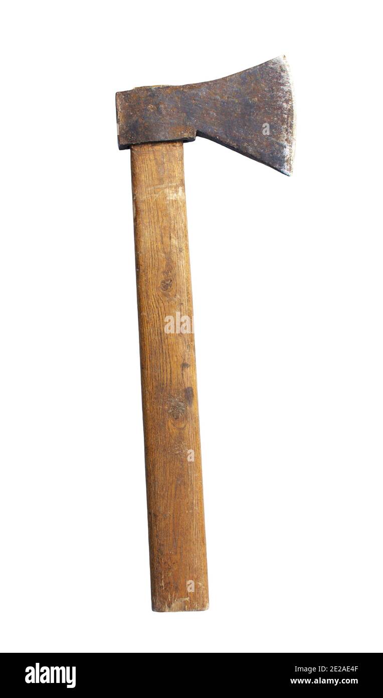 Small hand axe with wooden handle isolated on white background Stock ...