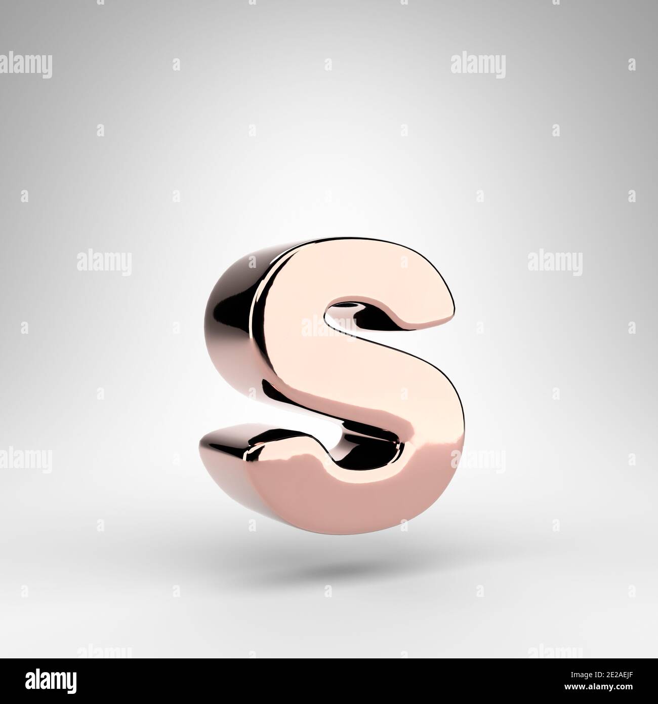 Letter S lowercase on white background. Rose gold 3D rendered font with ...
