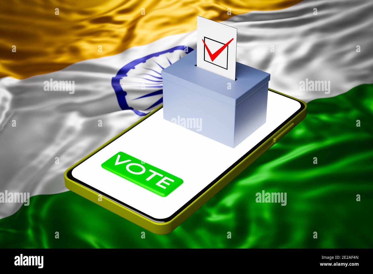3d illustration of a voting box with a billboard standing on a ...