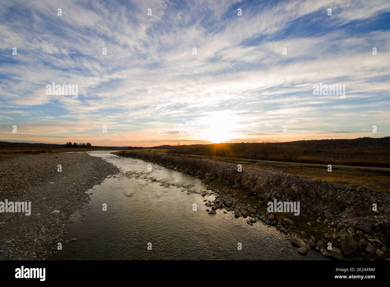 River landscape and view during sunset, daylight and outdoor, nature ...