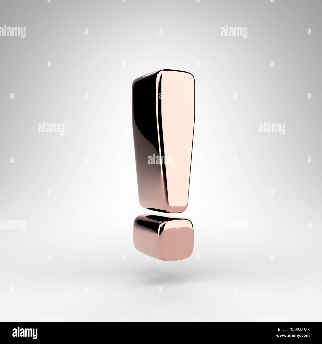 Exclamation point symbol on white background. Rose gold 3D rendered ...