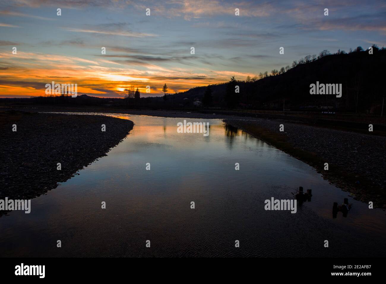River landscape and view during sunset, daylight and outdoor, nature ...