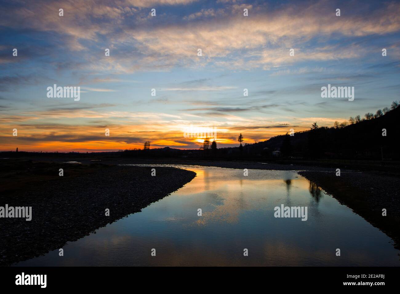 River landscape and view during sunset, daylight and outdoor, nature ...