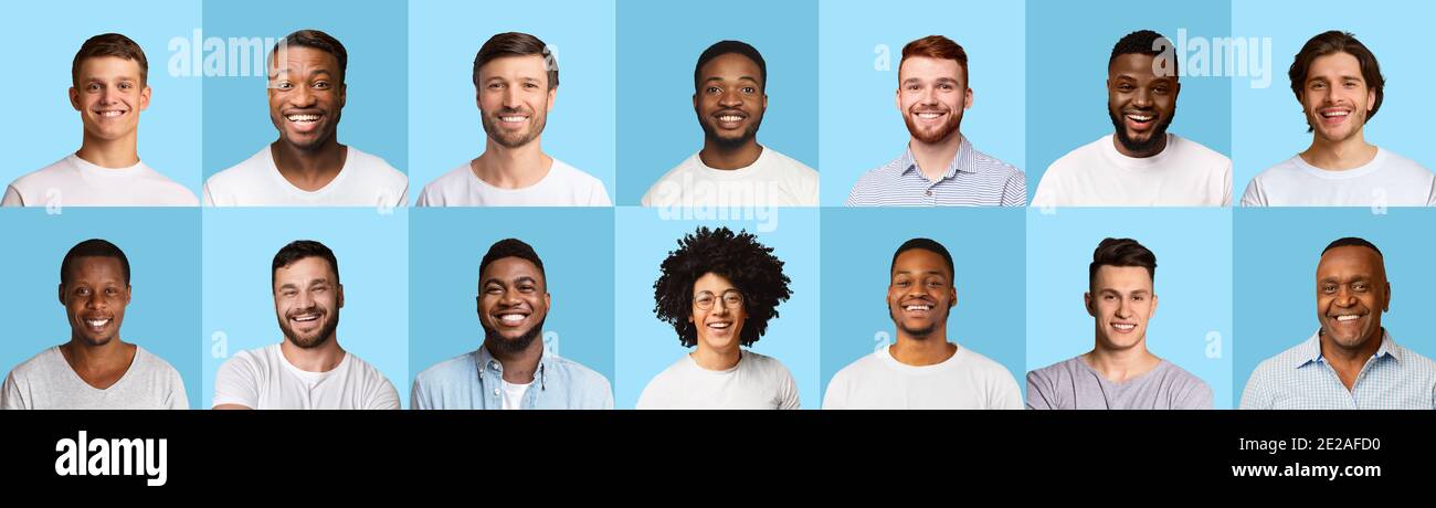 Happy handsome men of different ages and nationalities, collage Stock ...