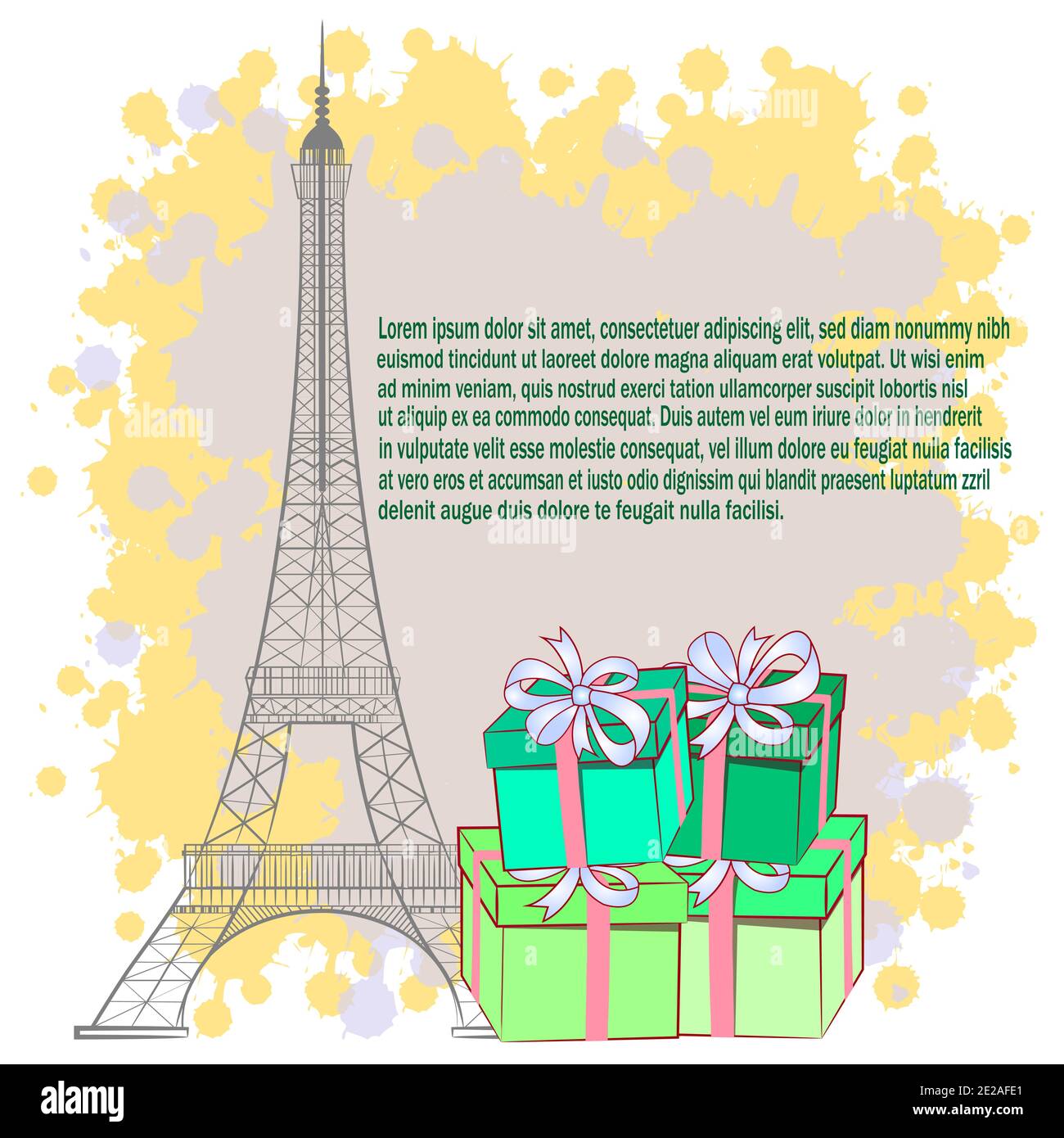 Eiffel tower and gift boxes. Vector illustration Stock Vector Image ...