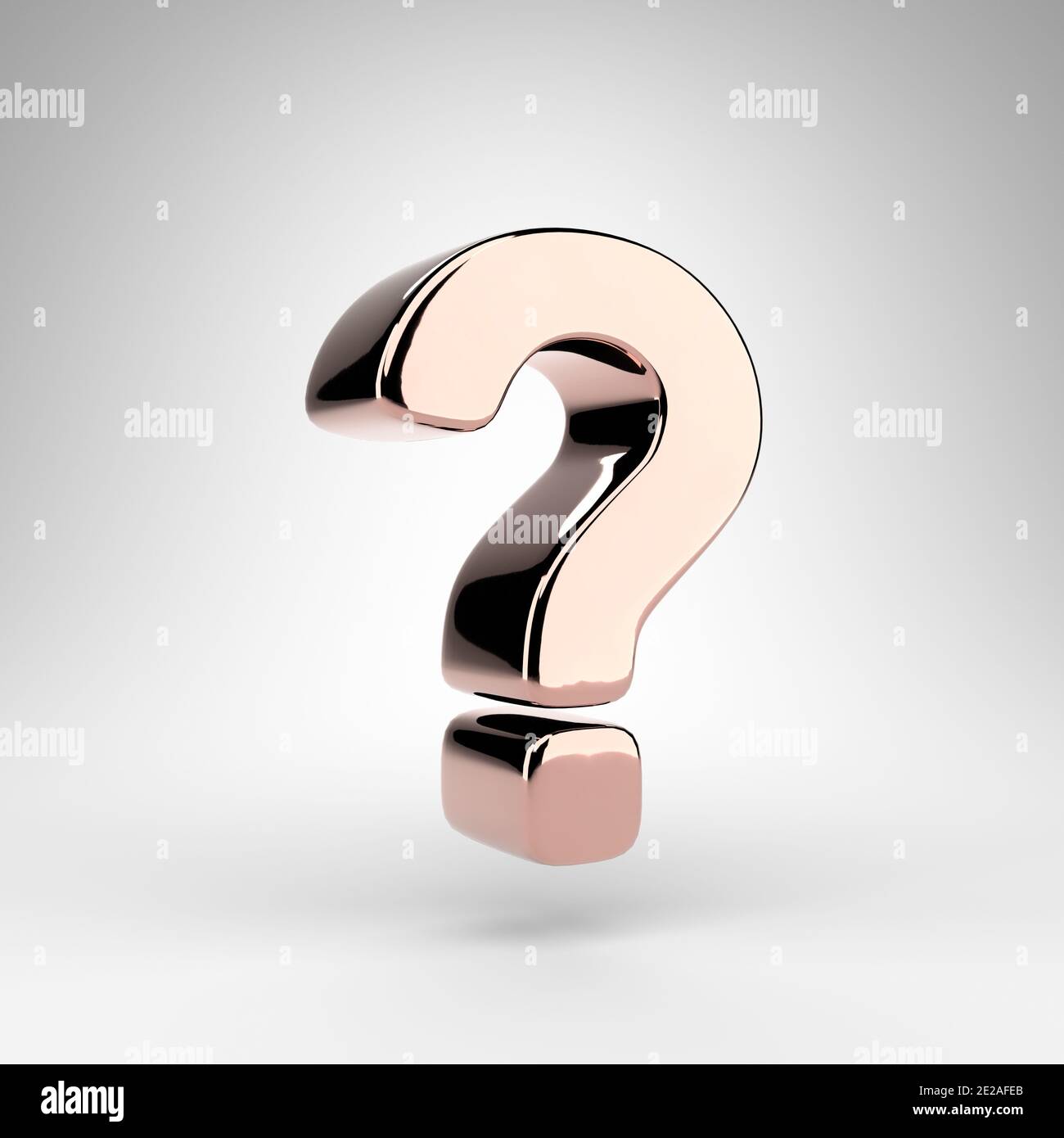 Question symbol on white background. Rose gold 3D rendered sign with ...
