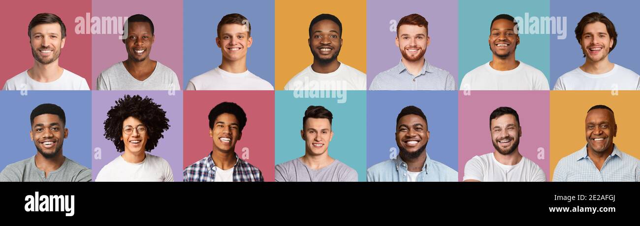 Set of multiethnic men of different ages portraits Stock Photo - Alamy