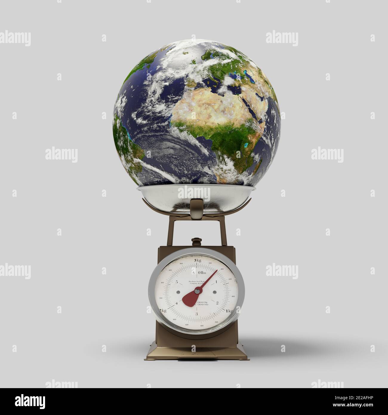 realistic planet earth on a rustical scale - metaphor of the globe ...