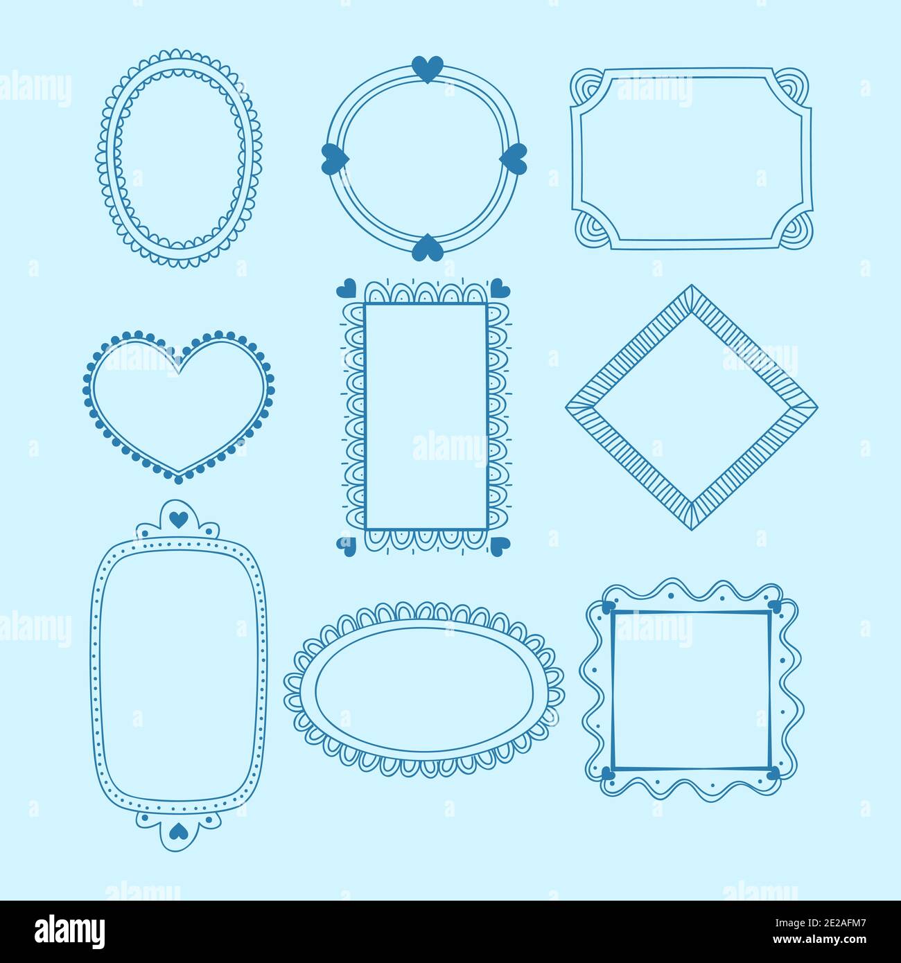 Hand drawn frame collection Vector illustration Stock Vector Image ...
