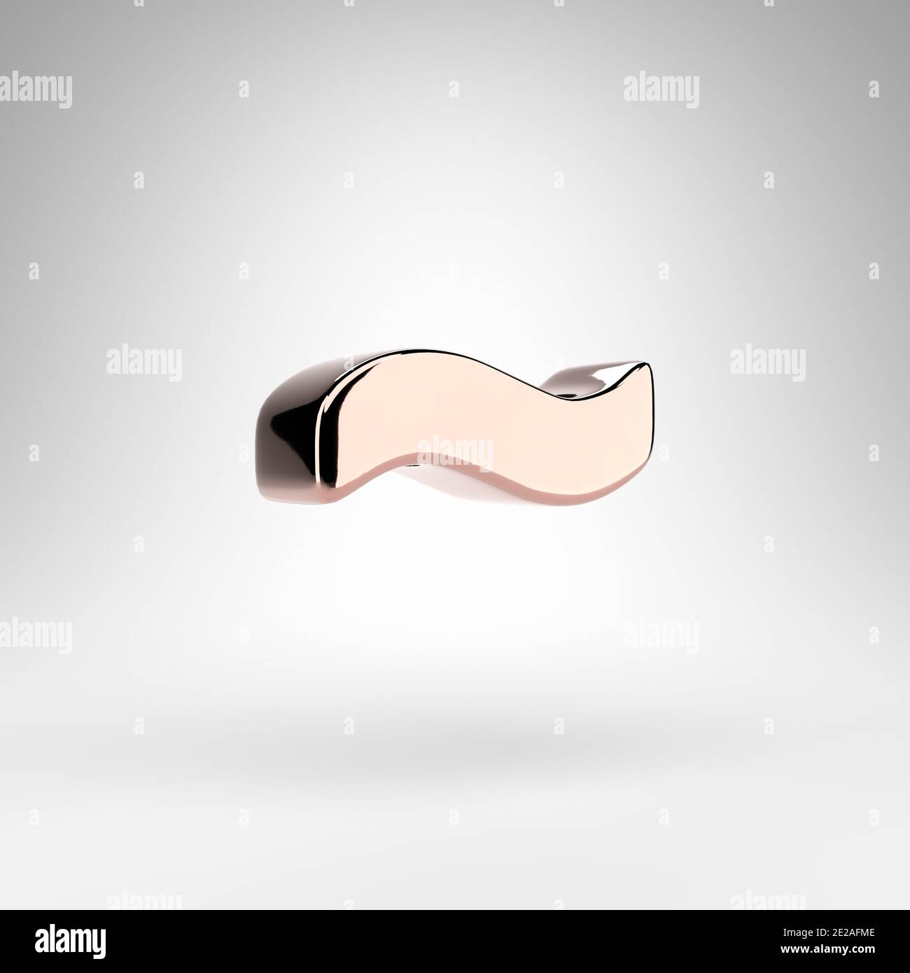 Tilda symbol on white background. Rose gold 3D rendered sign with gloss ...