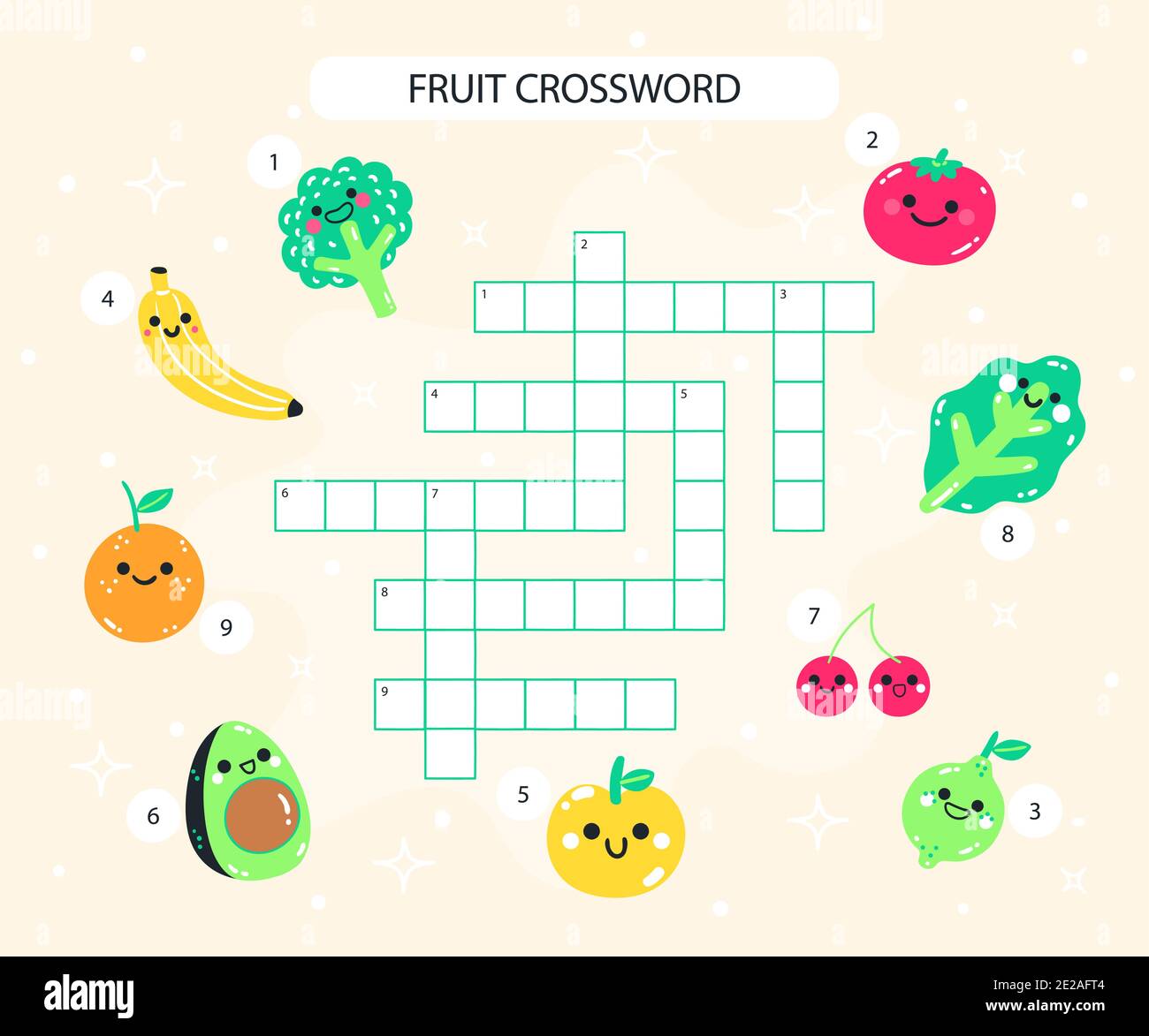 Creative crossword in english for kindergarten kids Vector illustration ...