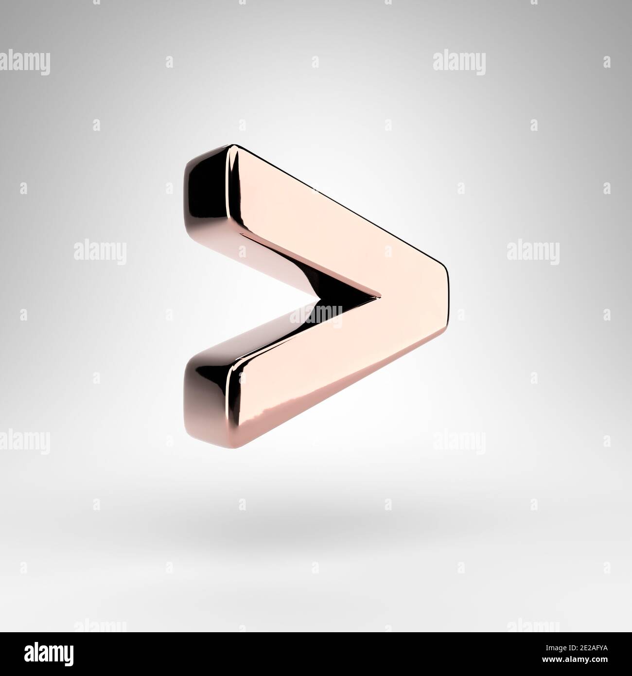 More than symbol on white background. Rose gold 3D rendered sign with ...