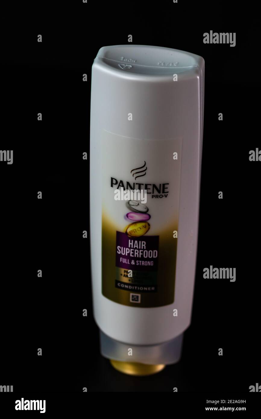 Pantene for women, products for washing hair isolated on black ...
