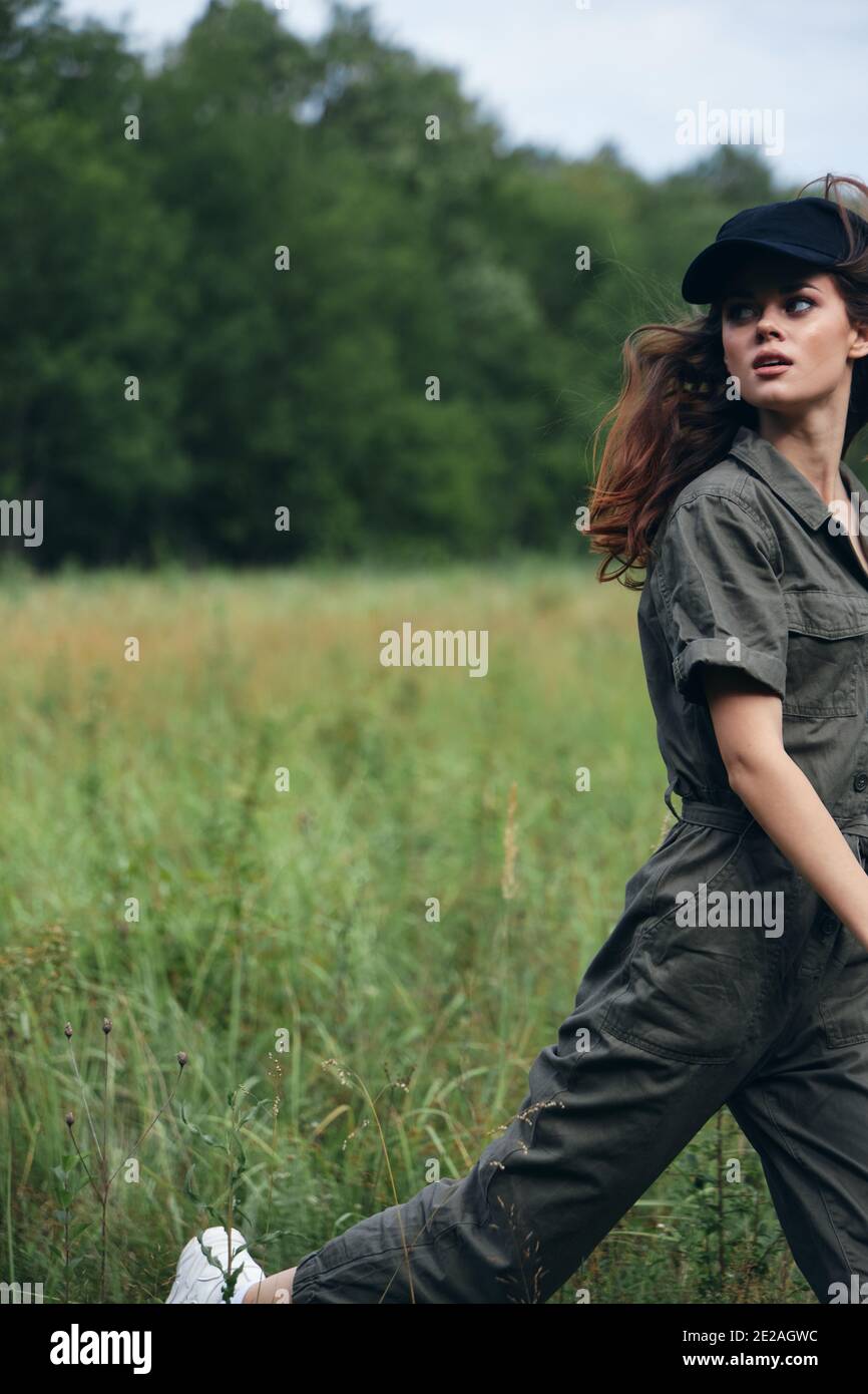 Young woman running across field hi-res stock photography and images ...