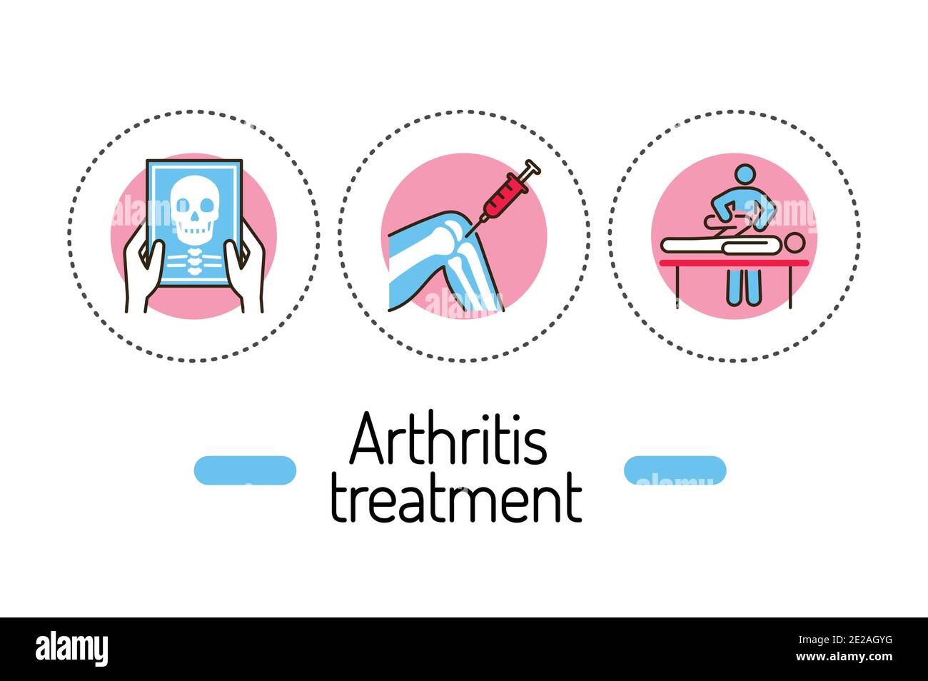 Arthritis treatment outline concept. Medical help line color icons ...
