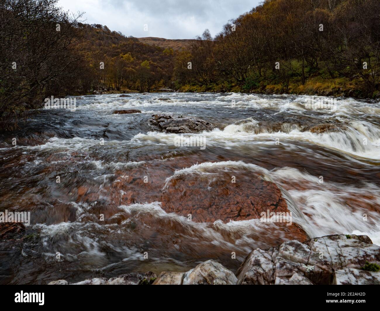 Cascading waters of the River Leven at Kinlochleven Highland Scotland ...