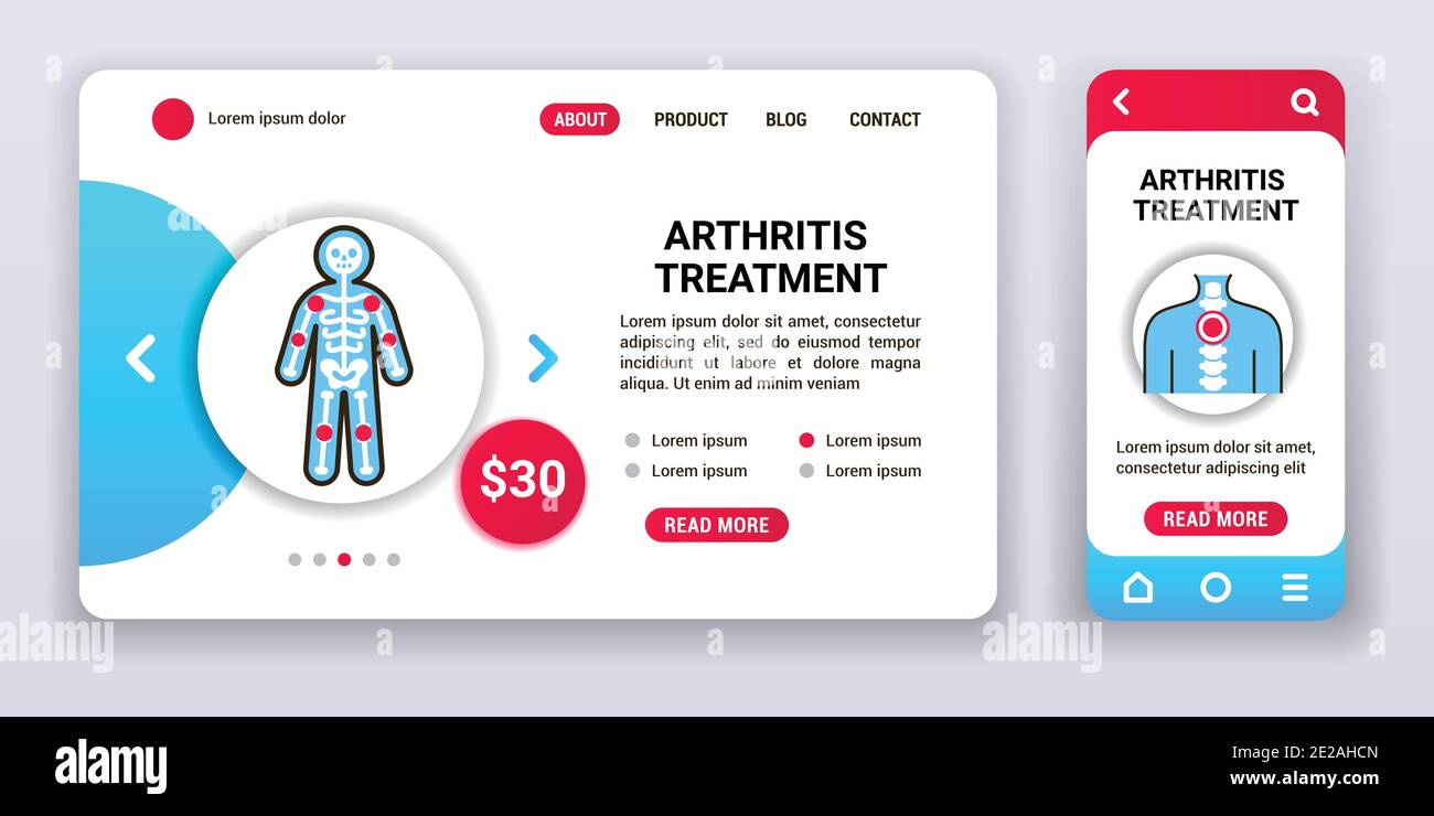 Arthritis treatment web banner and mobile app kit. Medical help ...