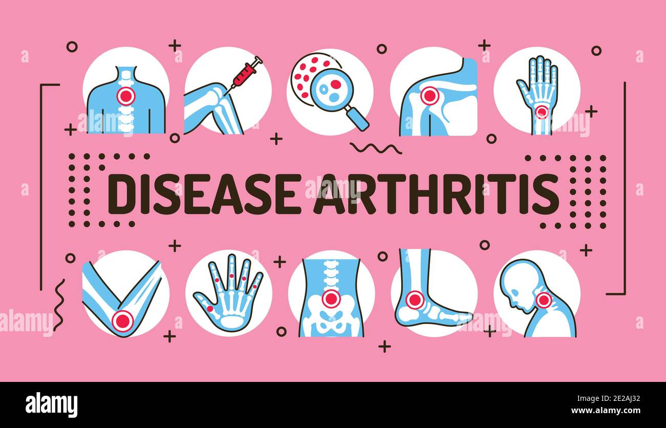 Arthritis disease word lettering typography. Infographics with linear ...